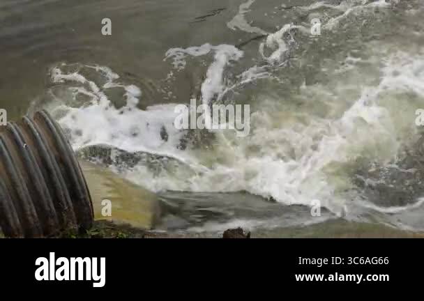 Dumping toxic substances into water. Hazardous chemicals, industrial ...