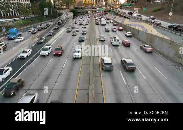 Los Angeles Downtown Busy Freeway Sunset Traffic Jam 24mm Time Lapse ...