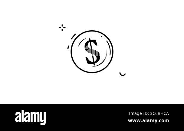 dollar coin currency line art simple animation 2D video for investment ...