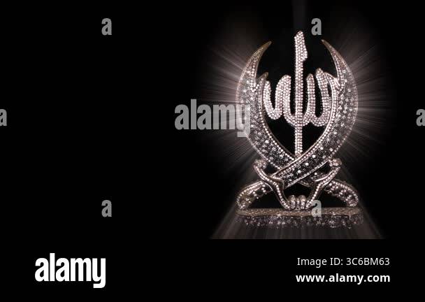 Allah script and Hazrat Ali swords covered with diamond stones and ...