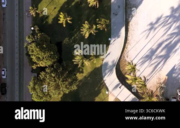 Aerial view of Miami Beach highlights its beautiful coastline and ...