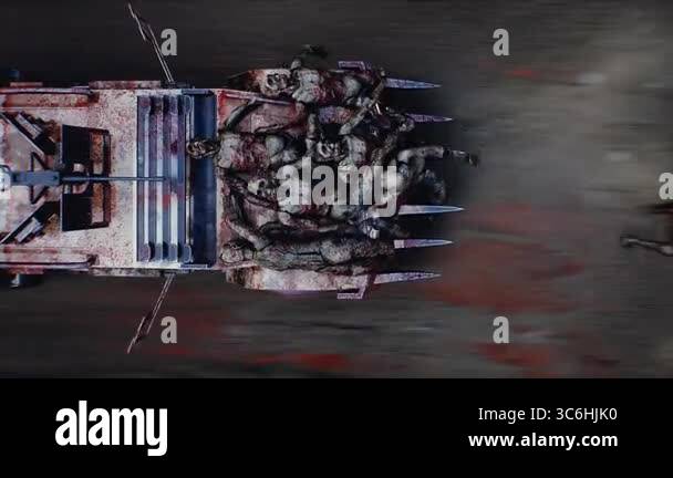 zombie car drives and hits zombies. Apocalyptic concept Stock Video ...