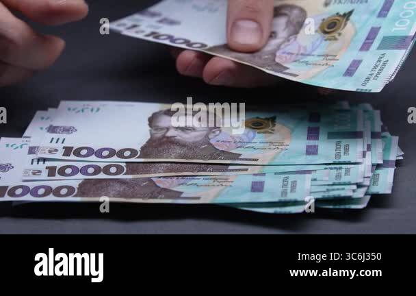 Ukrainian money - one thousand hryvnia, close-up Stock Video Footage ...