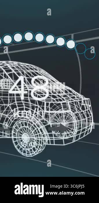Animation of speedometer, gps and charge status data on vehicle ...