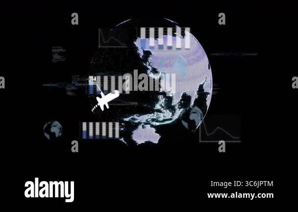 Animation of globe with red circle highlighting region, surrounded by ...