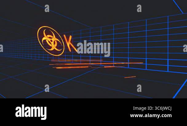 Biohazard symbol with Immediate Action Required text in emergency alert ...