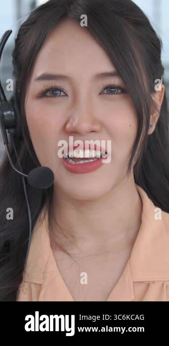 Video call camera view of businesswoman talks actively in ...