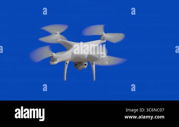 Real UAV Quadcopter Drone From Behind Flying Outdoors in Front of a ...