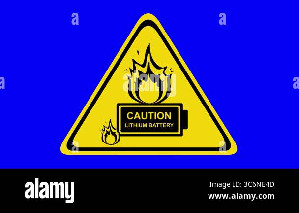 video animation signage caution danger of fire lithium battery poster ...