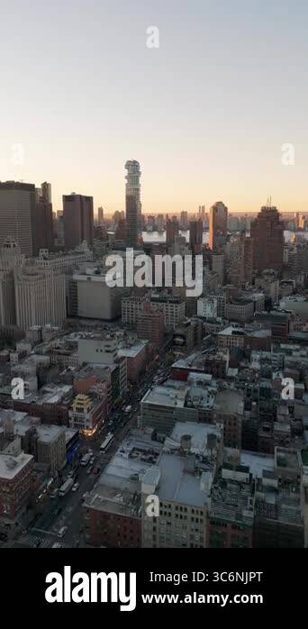 Vertical panorama of Tribeca, Midtown Manhattan, New York City at ...