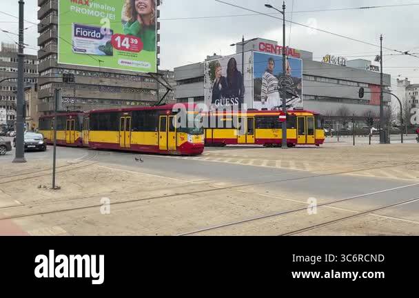 Tram on the streets of d. Polish public transport system. Tram cars ...