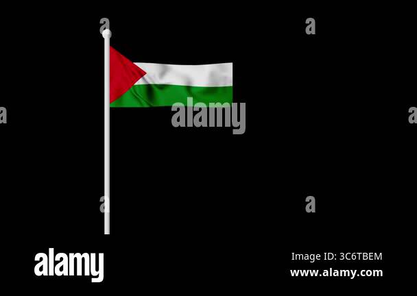 Palestine flag waving animation on pole. Palestine flag animation ...