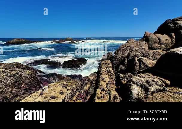 The breathtaking ocean landscape showcases magnificent waves crashing ...