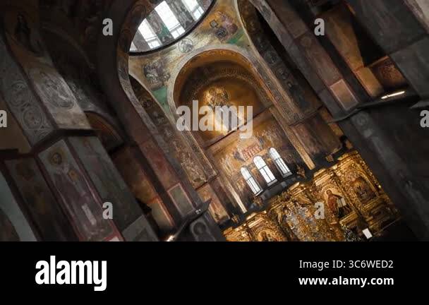The interior of Saint Sophia Cathedral in Kyiv showcases the 10th ...