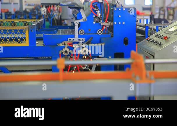 Wire mesh production workshop, storage and transportation of metal bars ...