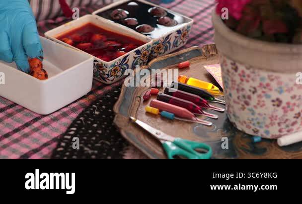 Discover the step of egg painting process as different techniques are ...