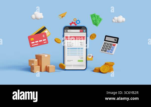 E-Invoice, digital statement software. Finance payment system ...