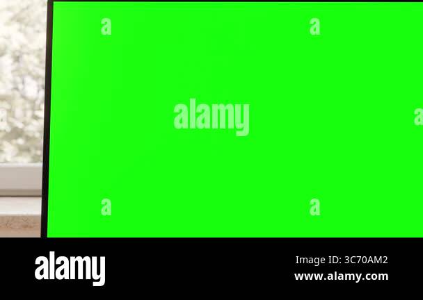 Computer all in one with a green screen monitor, highlighting a clean ...