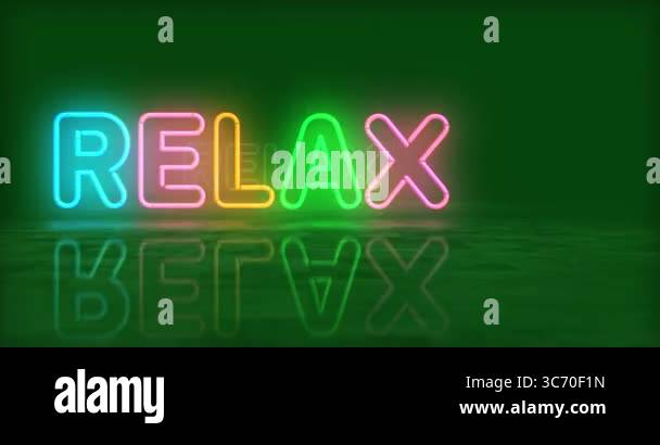 Relax neon symbol. Light color bulbs. Rest abstract seamless and ...