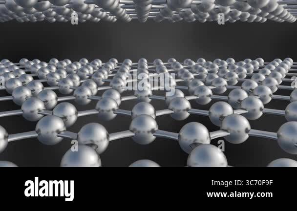 A close-up, 3D animation of a graphene structure, showcasing its ...