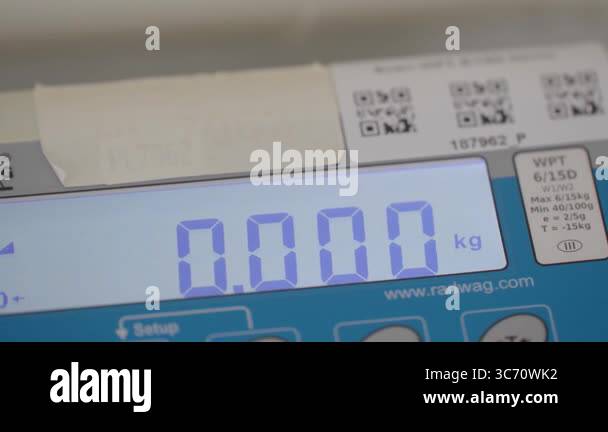 Valmiera, Latvia - March 24, 2025 - Close-up of an illuminated RADWAG ...
