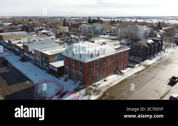 A Quaint Winter Day in the Small City in the North America. High ...