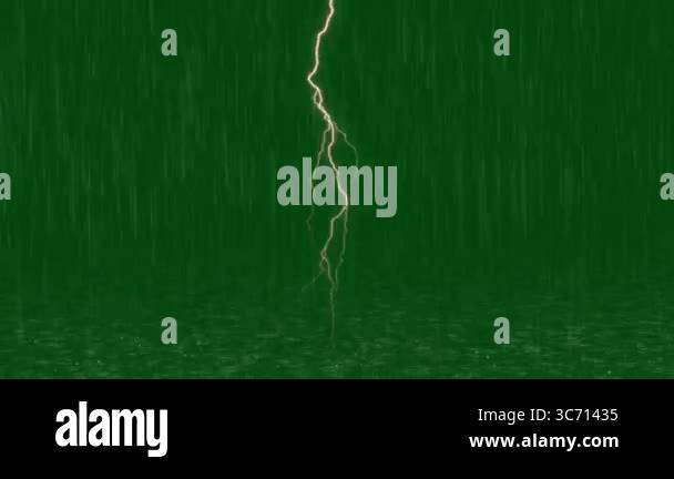 Windy Rain on Green Screen - Heavy Rainfall Animation Stock Video ...