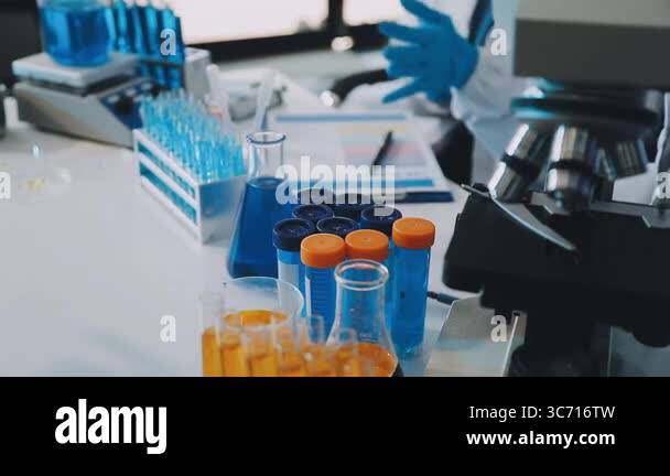 laboratory research in the laboratory. close - up of a microscope Stock ...