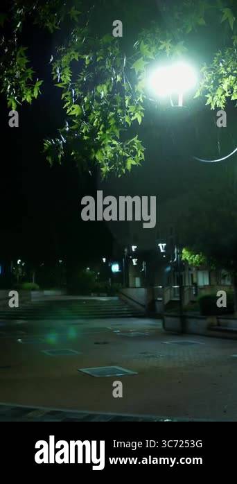 Street light. Rain Drop.Rain in the night. Light rainfall. Puddle with ...