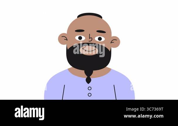 Looped animation of a man gently nodding her head and moving her lips ...