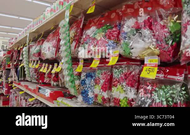 Jewel Osco Store , inside the store, rows with New Year, Christmas ...