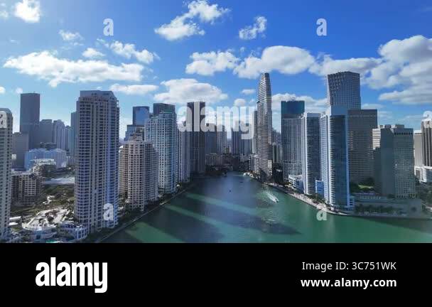 Miami Panorama. USA. Aerial view of the lower part of Miami on a clear ...