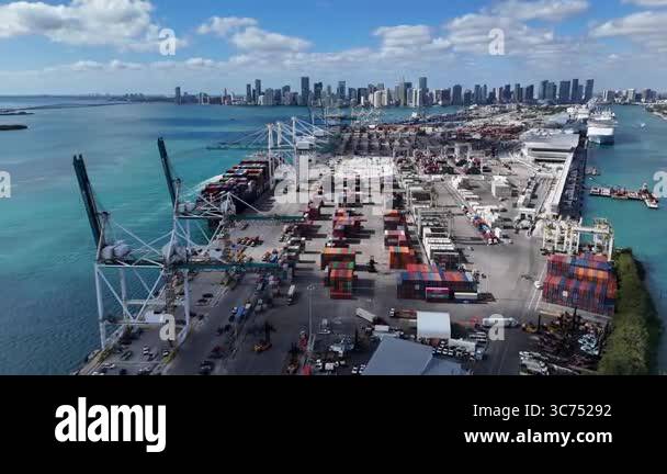 Port of Miami from a birds eye view. Miami is an important ...