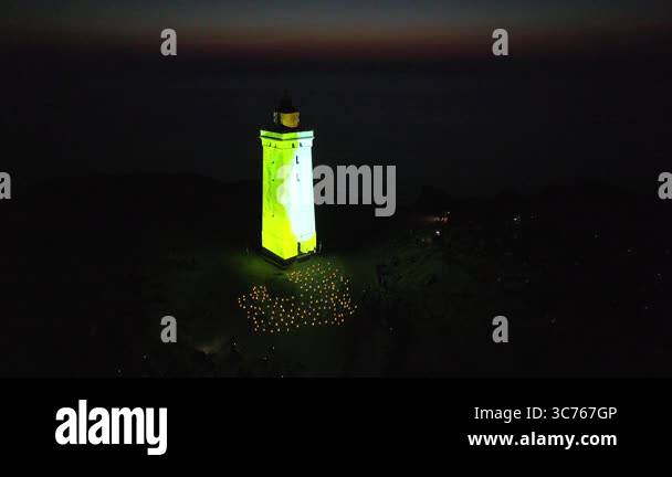 Laser light show at the lighthouse at nightLighthouse Rubjerg Knude and ...
