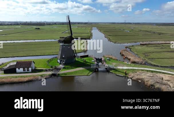 Vintage dutch culture, windmill, historic traditional windmill in The ...