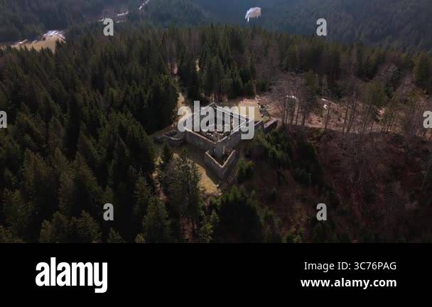 Aerial view of Fort Claudia in Reutte, Austria, showcasing historic ...