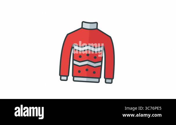 Animated red long sleeved sweater with gray zigzag pattern and black ...