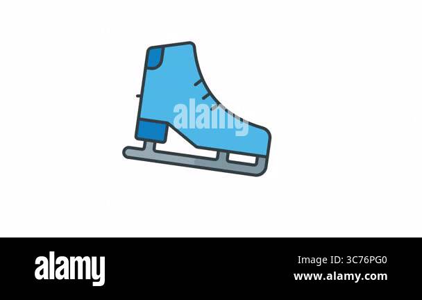 Blue ice skate animation with gray blade for winter sports, figure ...