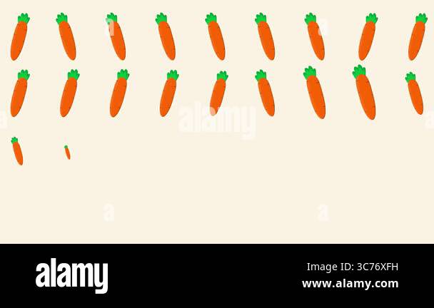 Animated falling carrots on a light background with varied rotation and ...