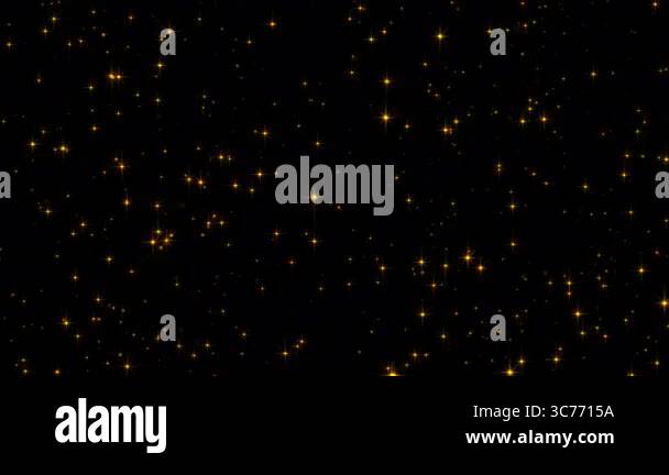 Abstract loop animation flickering glow gold star particles flying on ...