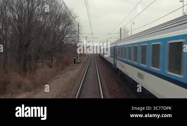 Pardubice, Czechia - February 7, 2025: Trains stopped on the railway ...