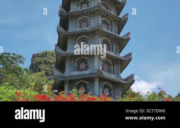 The seven-story marble pagoda at Marble Mountains in Da Nang, Vietnam ...
