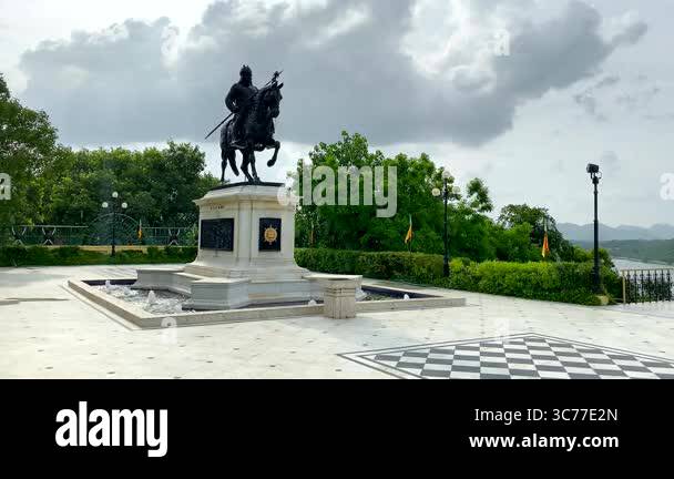 Udaipur, Rajasthan, India 5 August 2022. The statue of Maharana Pratap ...