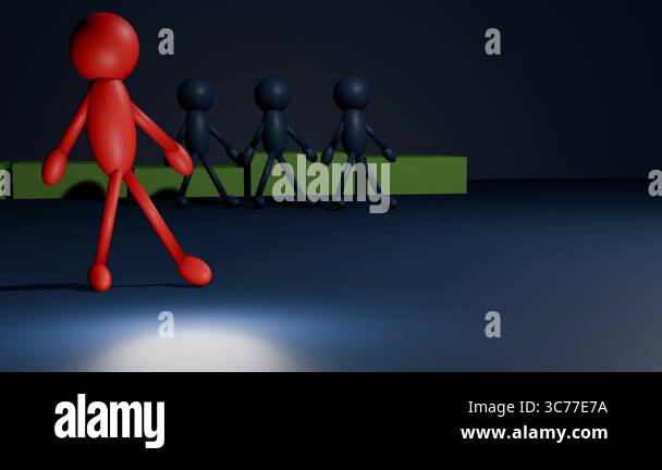 Group of animated people with car chart graph in three dimension space ...