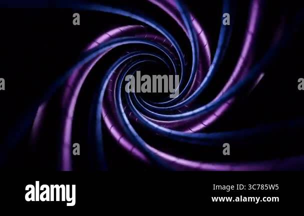 Mesmerizing animation of a swirling vortex tunnel with purple and blue ...