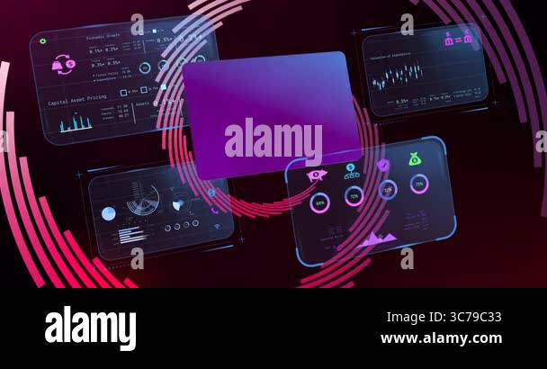 Displaying data analytics with graphs, digital dashboard in futuristic ...