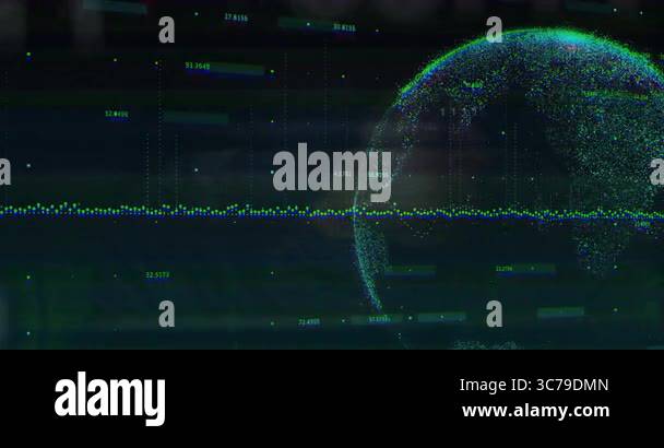 Animation Showing Digital Globe With Data Points And Graphs For Global