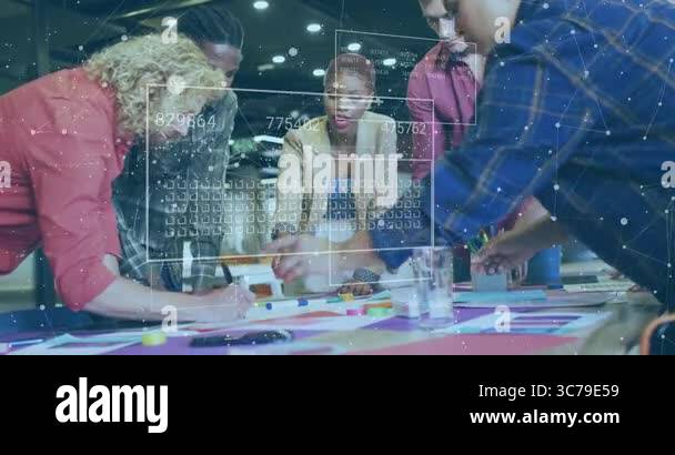 Collaborating on animation project, diverse team using digital data in ...