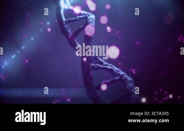 Processing scientific data, DNA strand with binary coding in animation ...