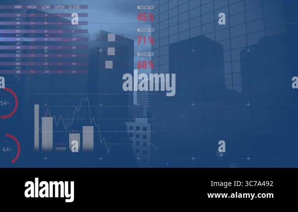 Overlaying Cityscape, Animation Of Charts And Graphs For Data